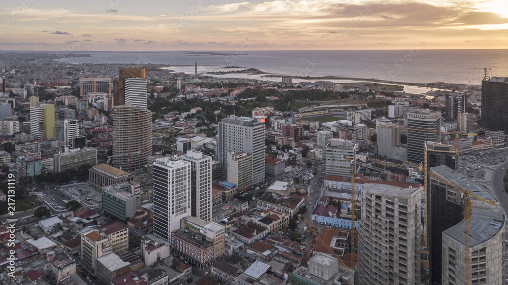 Aerial photograph of the marginal of Luanda, Angola. Africa.Difference ...