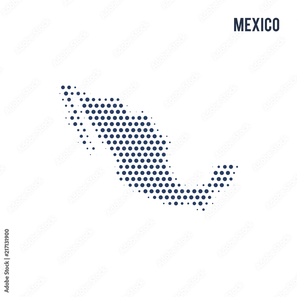 Dotted map of Mexico isolated on white background. Stock Vector | Adobe ...