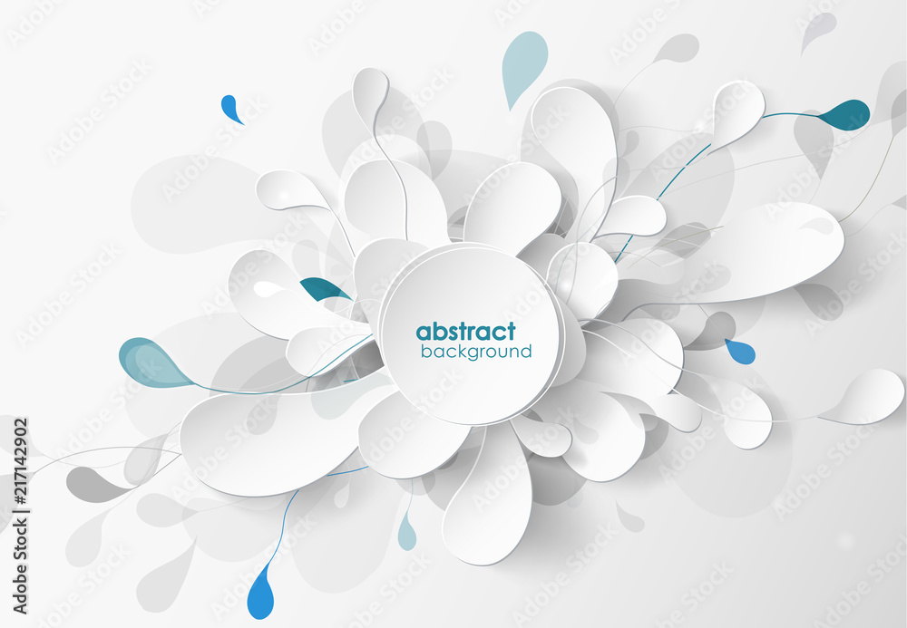 Abstract white and gray flower background with circles. Stock Vector ...