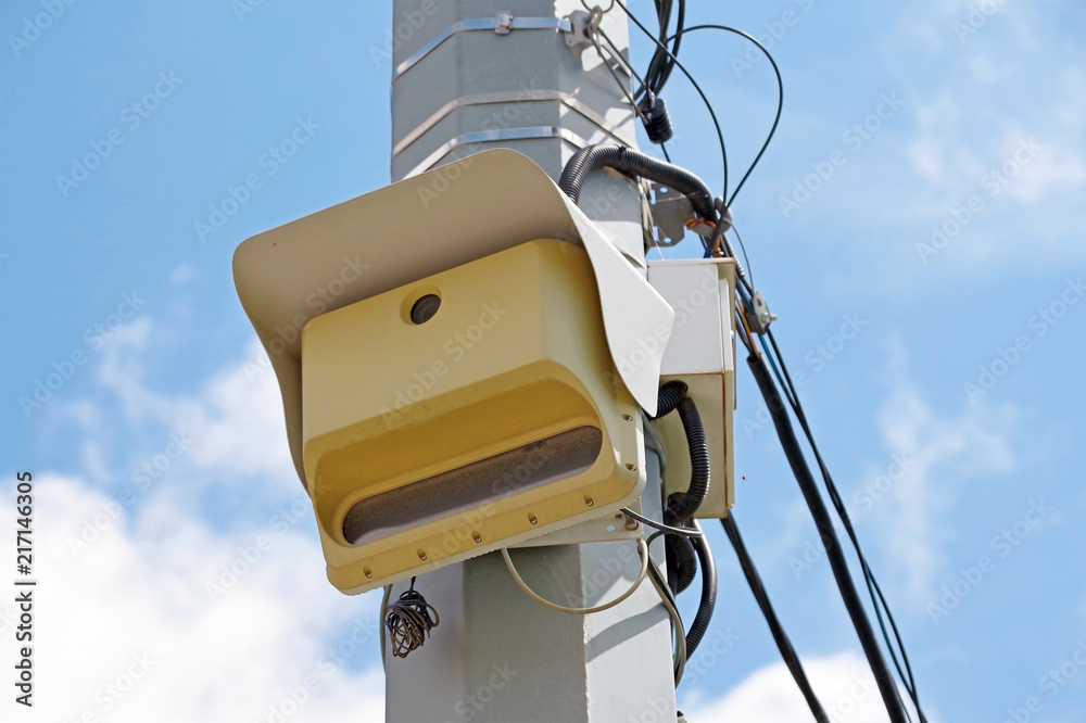 Traffic radar used to take pictures in speed enforcement Stock Photo ...