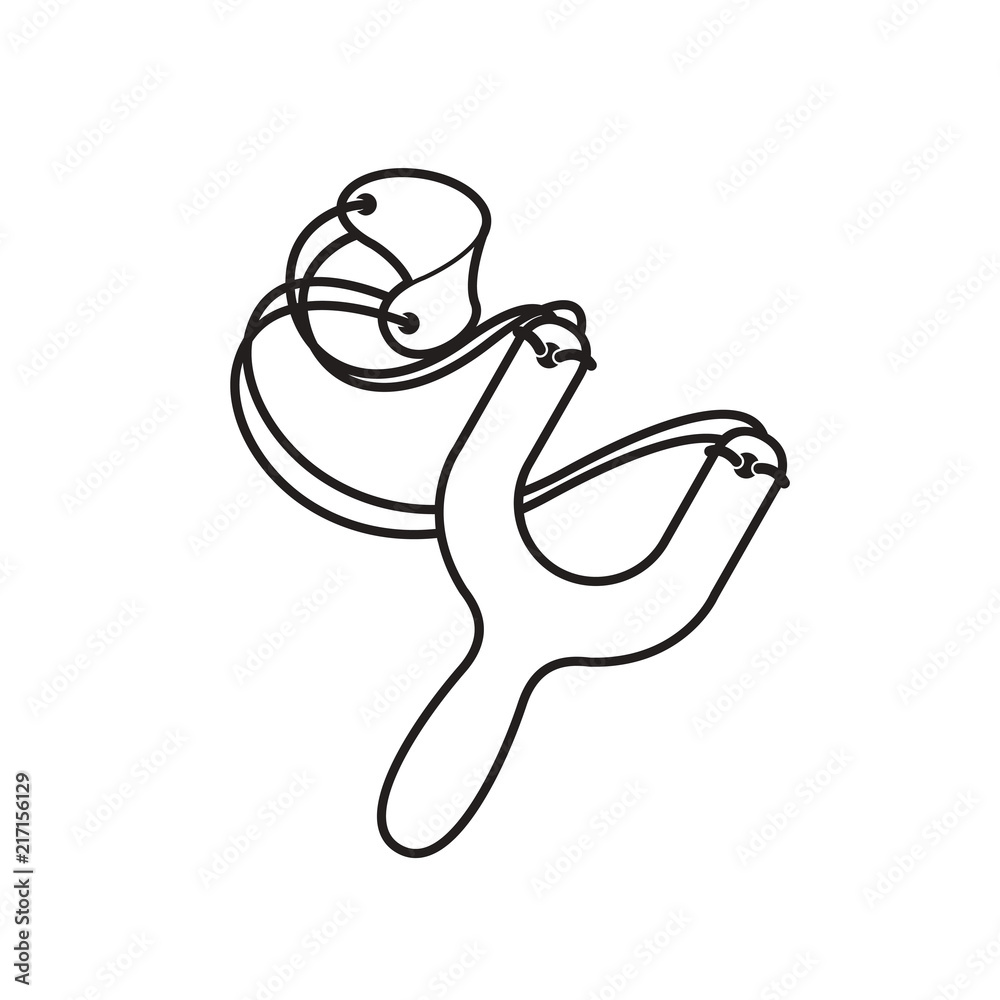 black outline catapult isolated on white background vector drawing ...