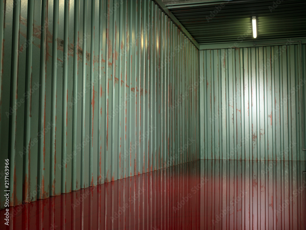 Interior of metal shipping container Stock Photo | Adobe Stock