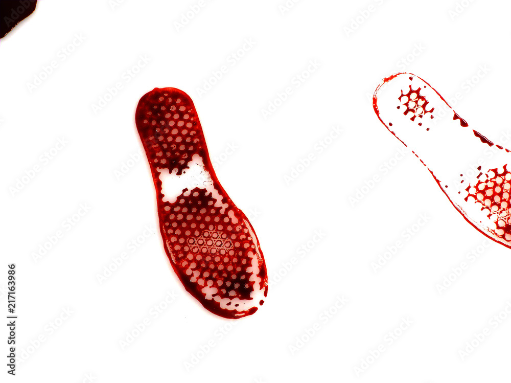 Bloody shoeprint 스톡 사진 | Adobe Stock