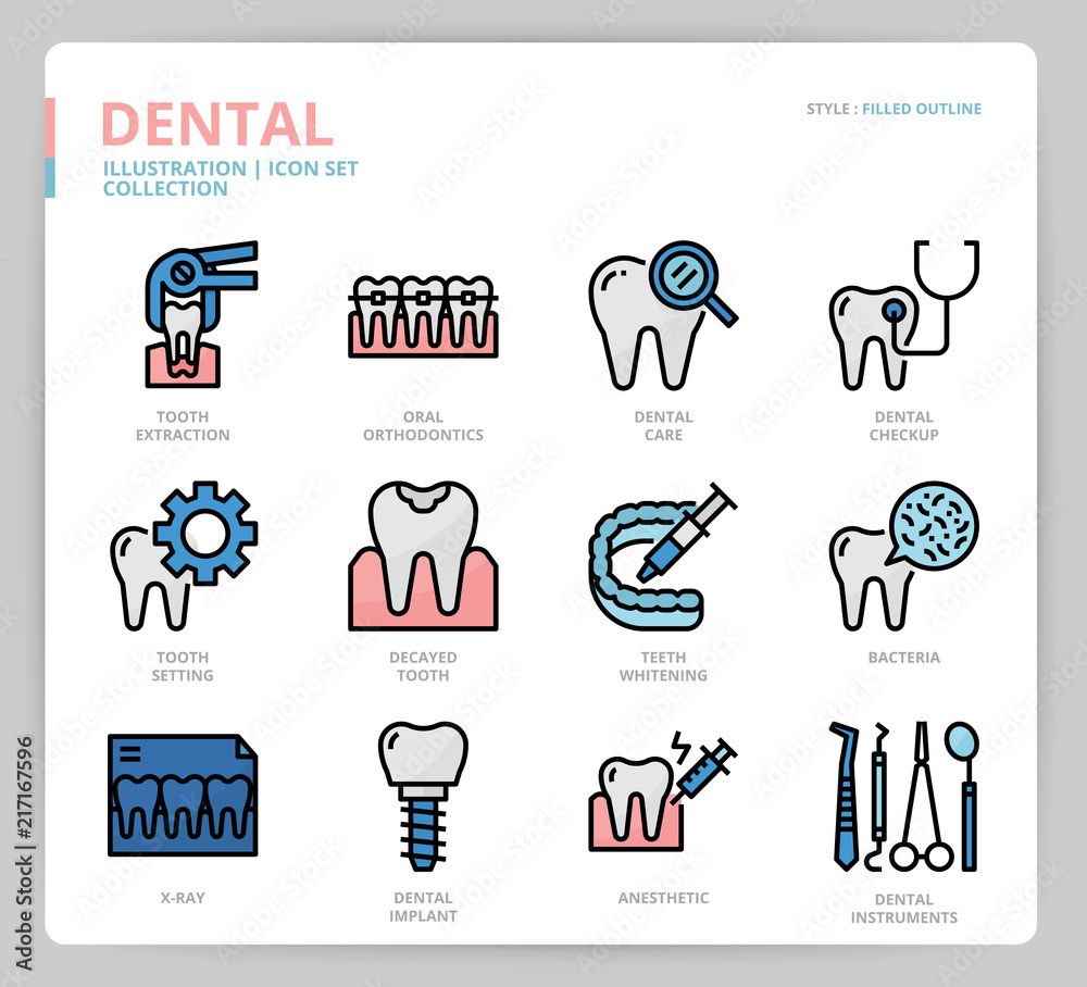Dental icon set Stock Vector | Adobe Stock