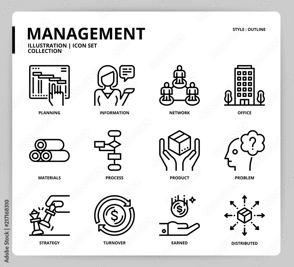 Management icon set Stock Vector | Adobe Stock