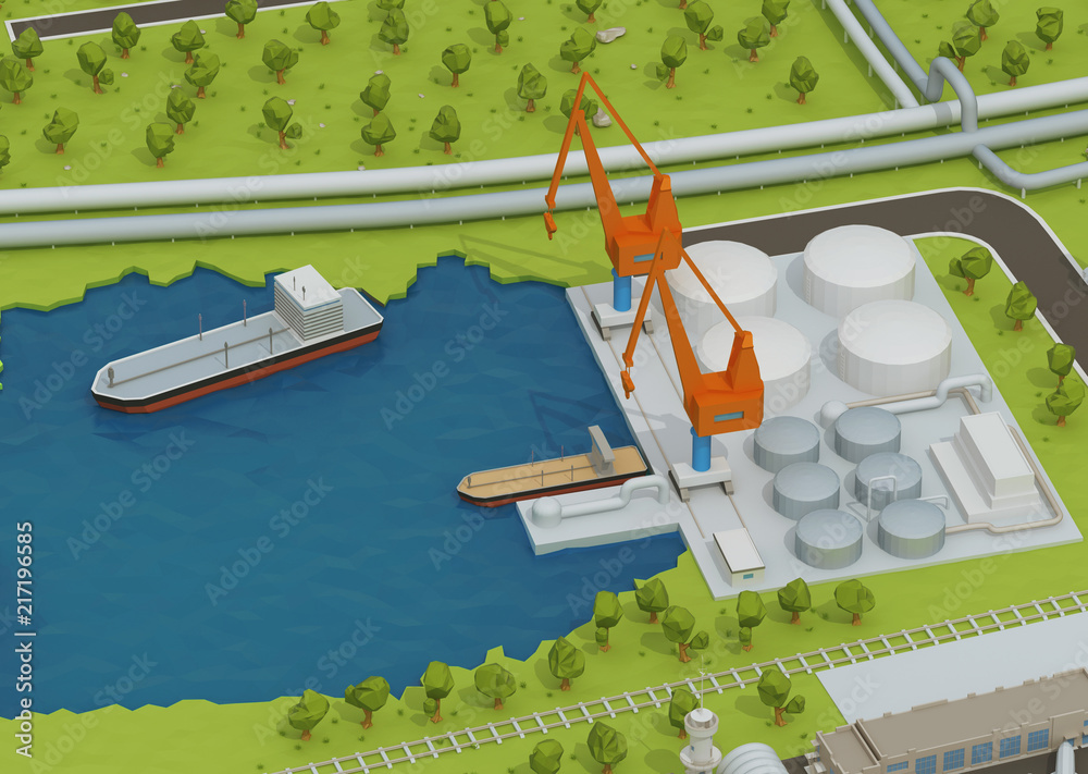 Illustration of cross section of sea with oil and gas platform in the ...