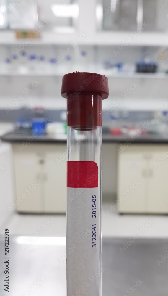 Blood collection tube, vacutainer, a sterile glass or plastic test tube ...