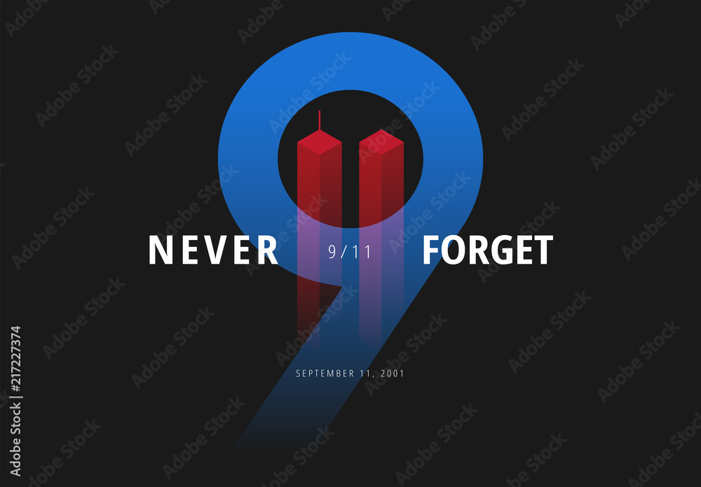 9/11 vector illustration for Patriot Day USA. Never Forget September 11 ...