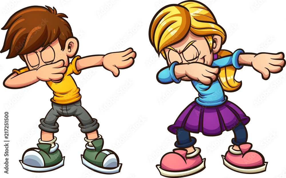 Dabbing cartoon boy and girl. Vector clip art illustration with simple ...