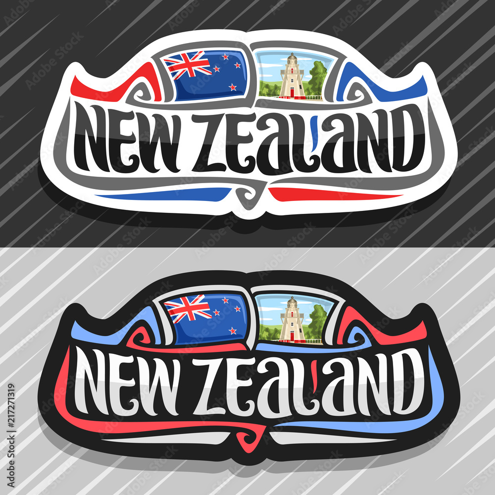 Vecteur Stock Vector logo for New Zealand country, fridge magnet with ...