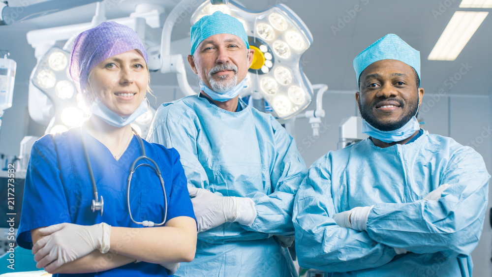 Diverse Team of Professional surgeon, Assistant and Nurse Standing ...