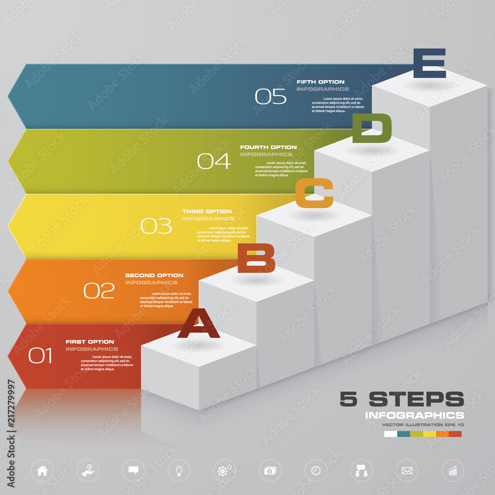 5 steps staircase Infographic element for presentation. EPS 10. Stock ...