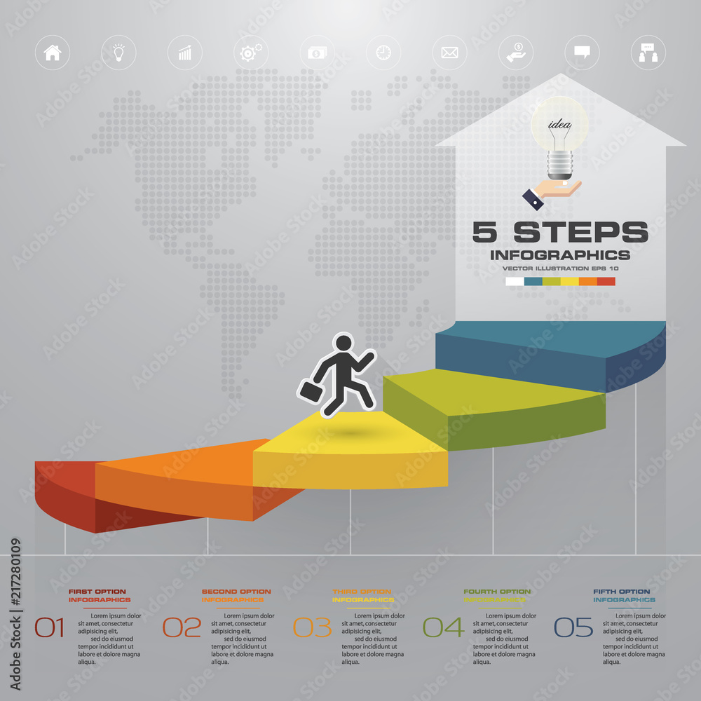5 steps staircase Infographic element for presentation. EPS 10. Stock ...