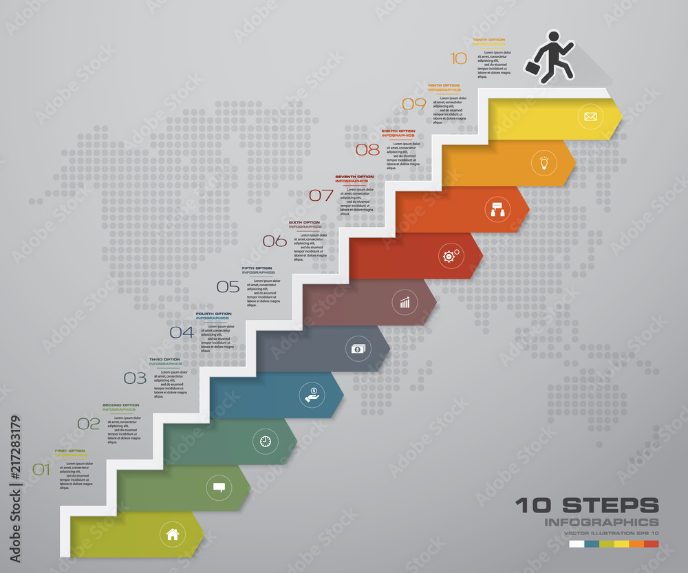 10 steps staircase Infographic element for presentation. EPS 10. Stock ...