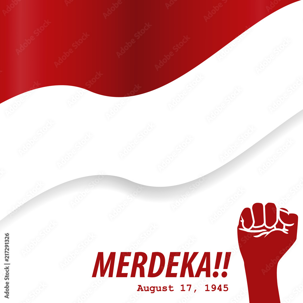 Merdeka 17 Agustus indonesia independence day flag and hand ...