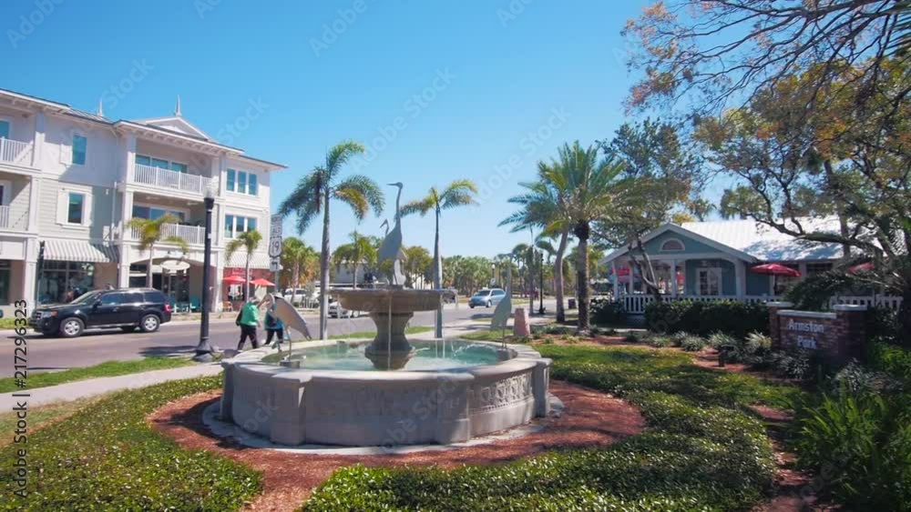 Pan across Armstrong Park in Downtown Dunedin, Florida Stock Video ...