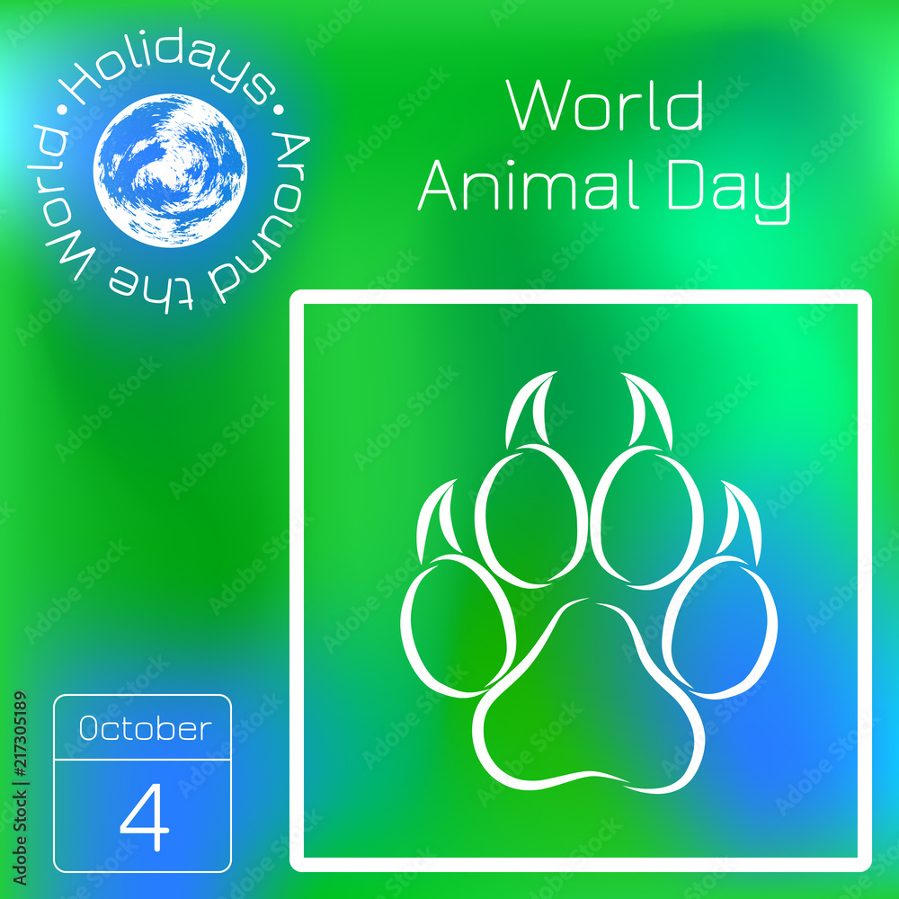 World Animal Day. 4 October. Concept of an ecological holiday. Animal ...