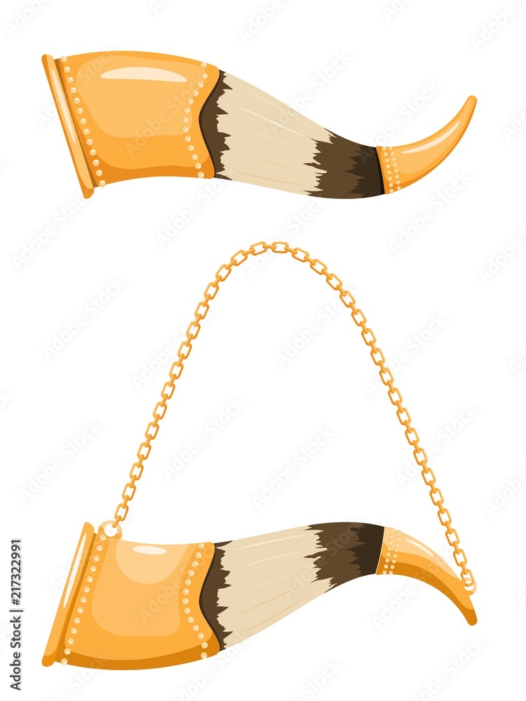 Color image of a traditional Caucasian cup made from a bull's horn in a ...