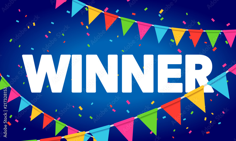 Vector Illustration Winner Congratulations confetti triumph banner ...