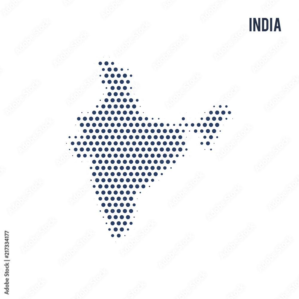 Dotted map of India isolated on white background. Stock Vector | Adobe ...