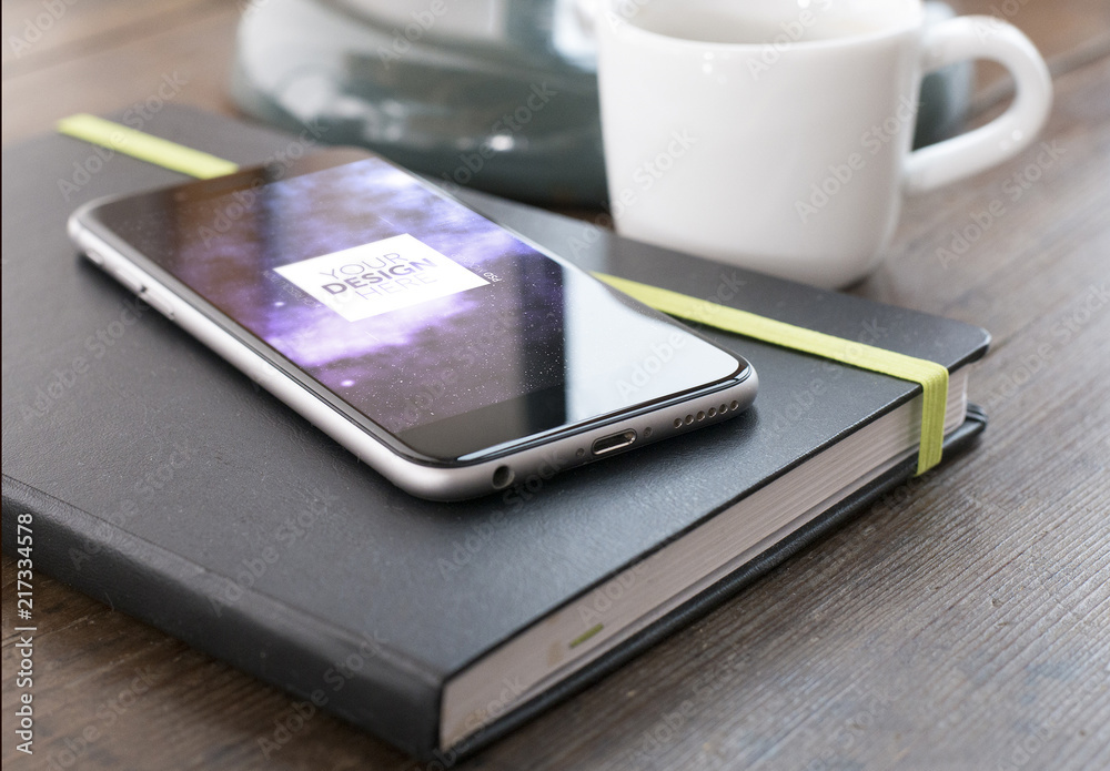 Smartphone on Notebook Mockup Stock Template | Adobe Stock