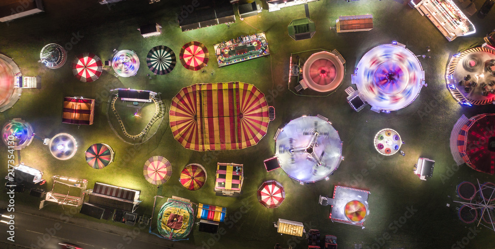 Bird's Eye View of a Fun Fair Carnival at Night Stock Photo | Adobe Stock