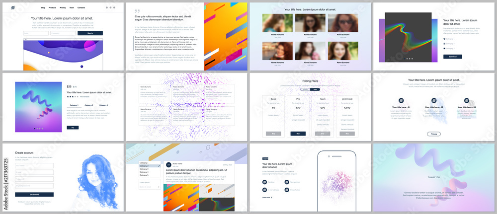 Vector templates for website design, minimal presentations, portfolio ...