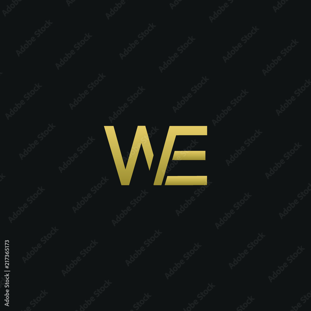 Unique modern elegant WE black and gold color initial based letter icon ...