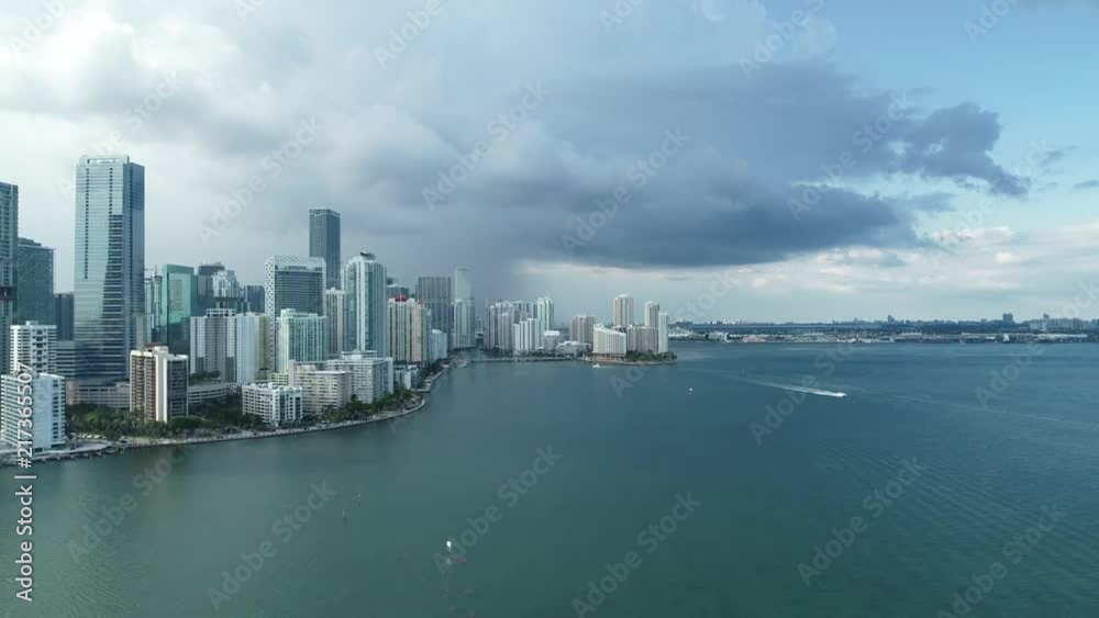 Drone footage of downtown Miami and Biscayne Bay. Stock Video | Adobe Stock