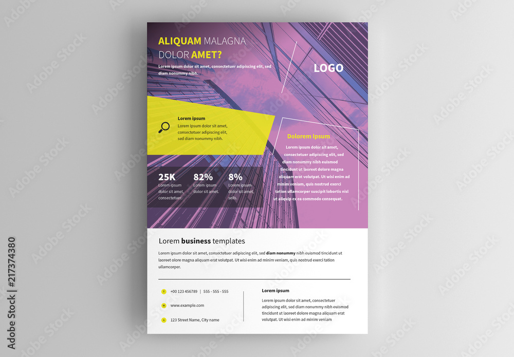 Business Flyer Layout with Purple Photo Overlay Stock Template | Adobe ...
