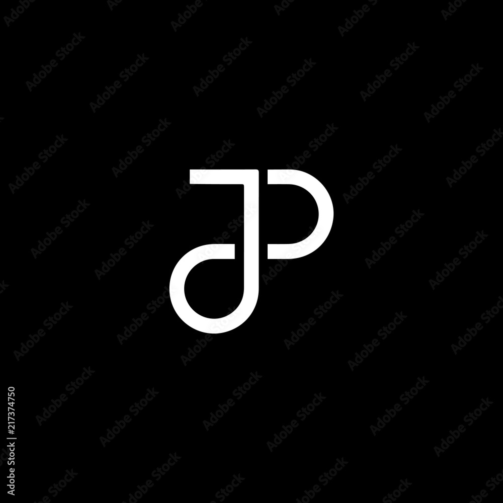 Unique modern trendy JP black and white color initial based icon logo ...