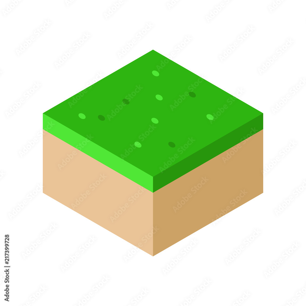 Isometric Landscape Cube Ground Grass vector illustration. concept ...
