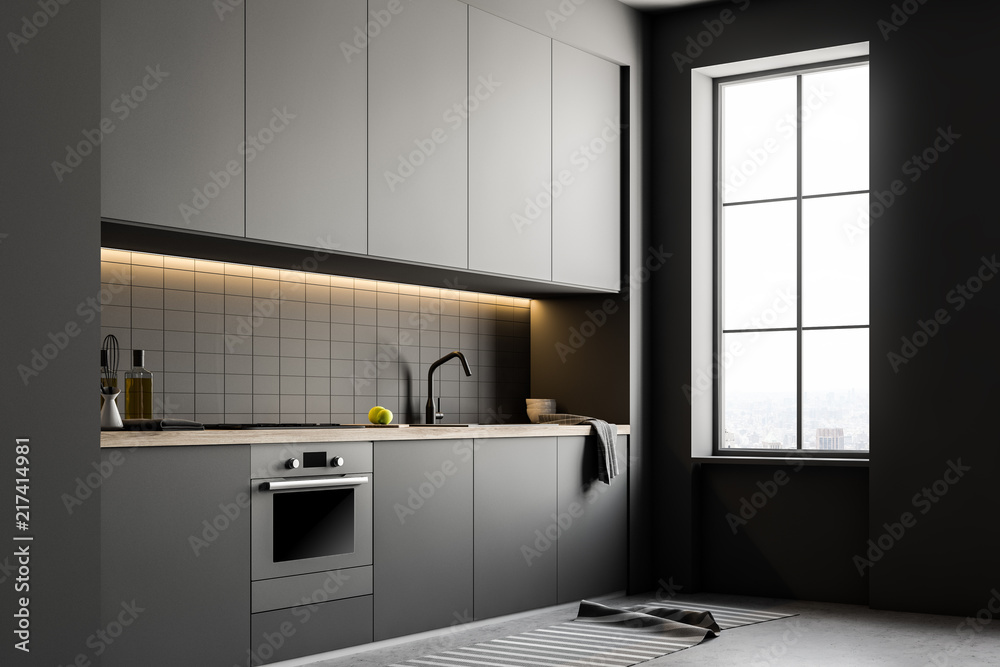 Gray kitchen countertops side view Stock Illustration | Adobe Stock