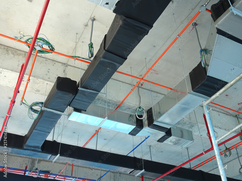 Installation of airconditioner ducting and chiller pipes system and ...