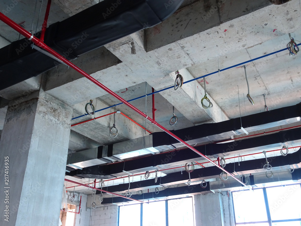 Installation of airconditioner ducting and chiller pipes system and ...