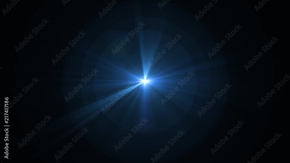 Vidéo Stock central blue star shine rotating optical lens flares shiny ...