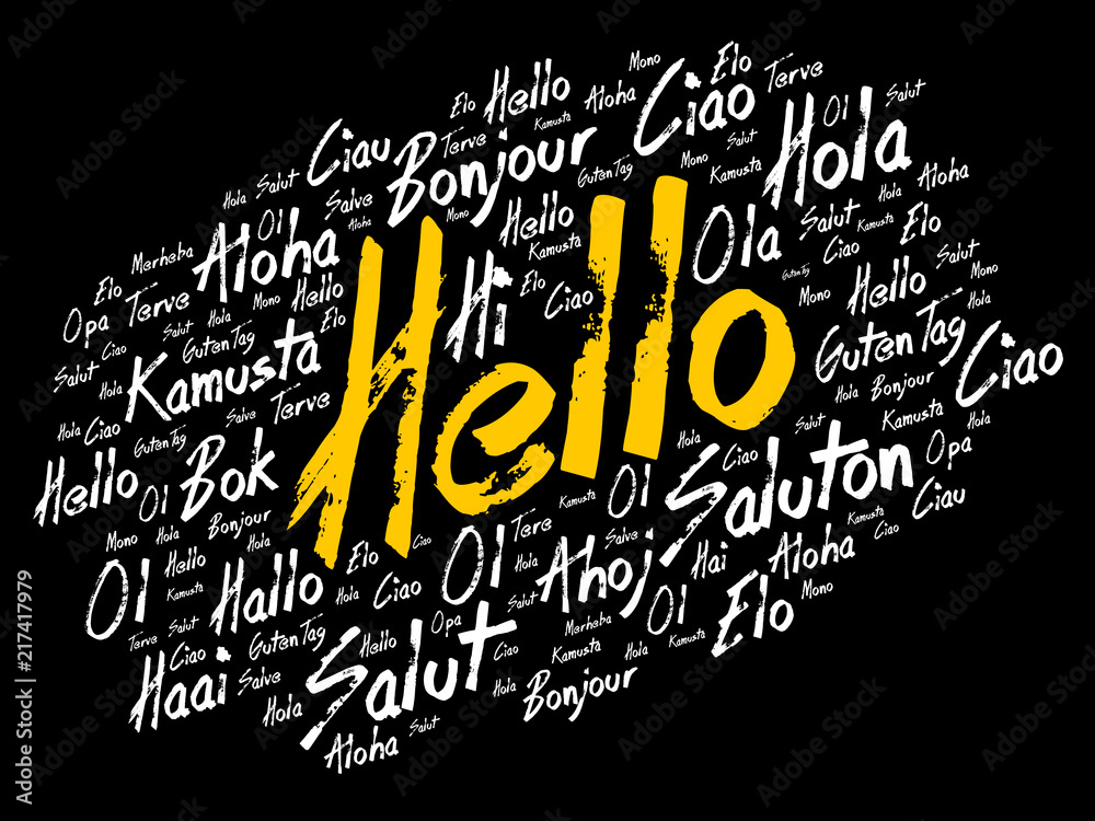 Hello word cloud in different languages of the world, background ...