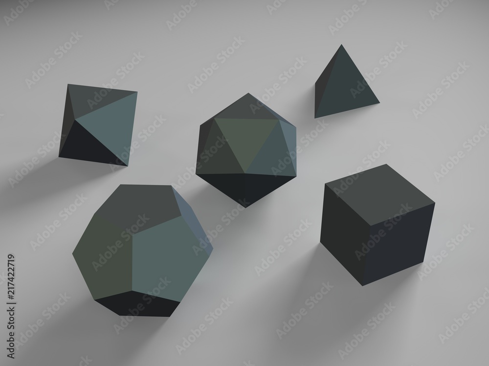 geometric shapes octahedron, tetrahedron, hexahedron, dodecahedron ...