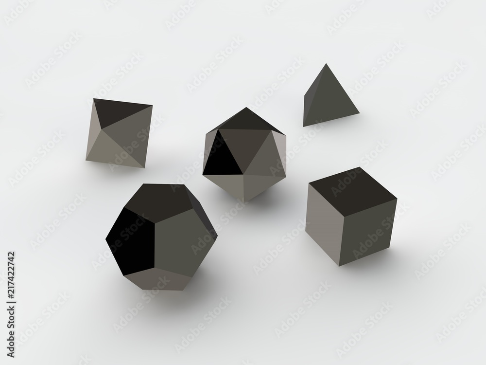 geometric shapes octahedron, tetrahedron, hexahedron, dodecahedron ...