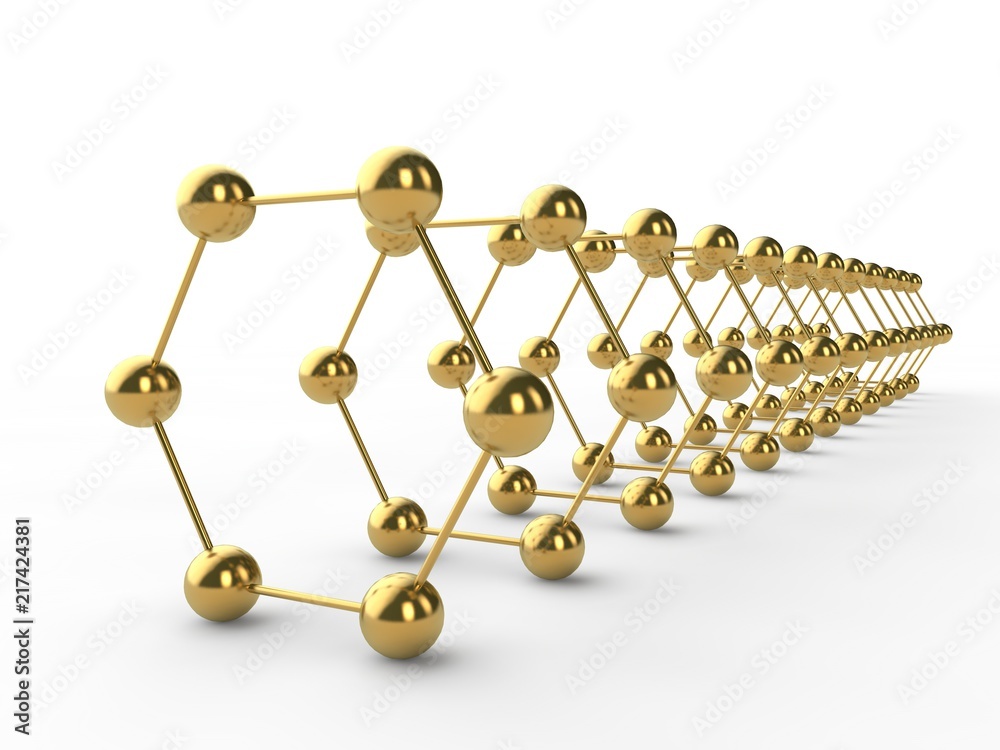 Illustration of a Golden hexagon graphene molecule. The idea of heavy ...