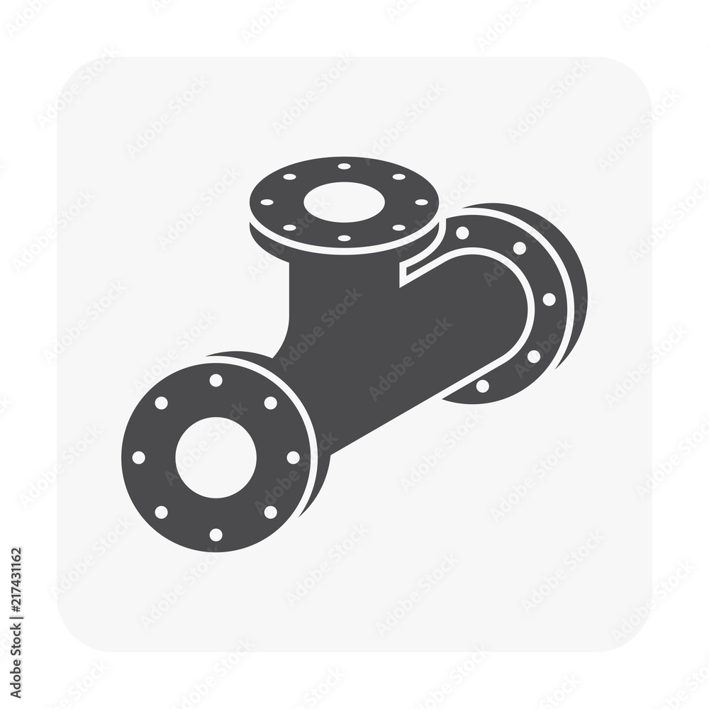Pipe icon and flange fitting for pipeline connection with valve and ...