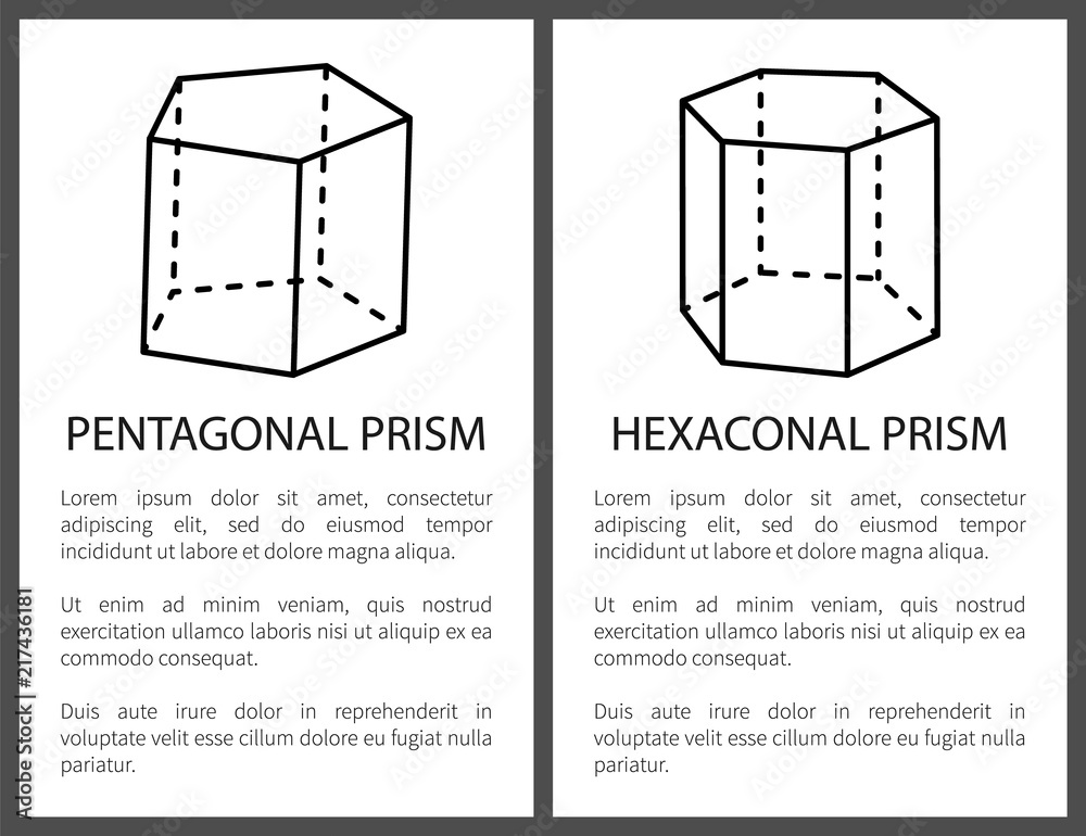 Pentagonal and Hexagonal Prisms, Vector Drawings Stock Vector | Adobe Stock