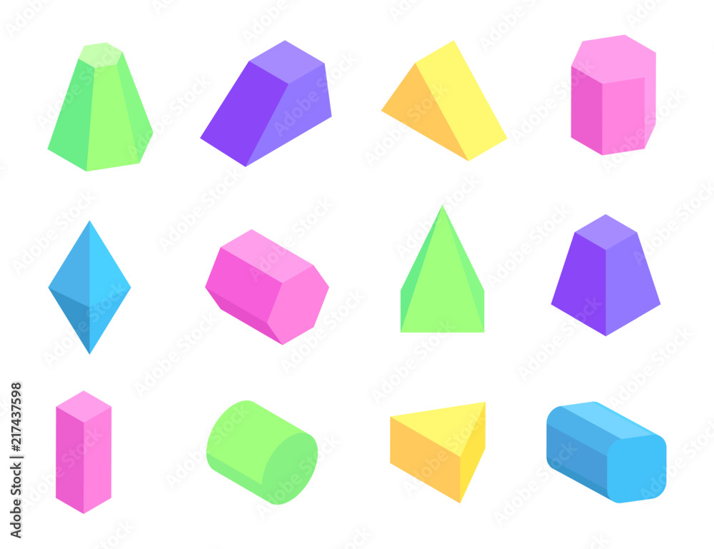 Different Shape Prism Collection on White Backdrop Stock Vector | Adobe ...