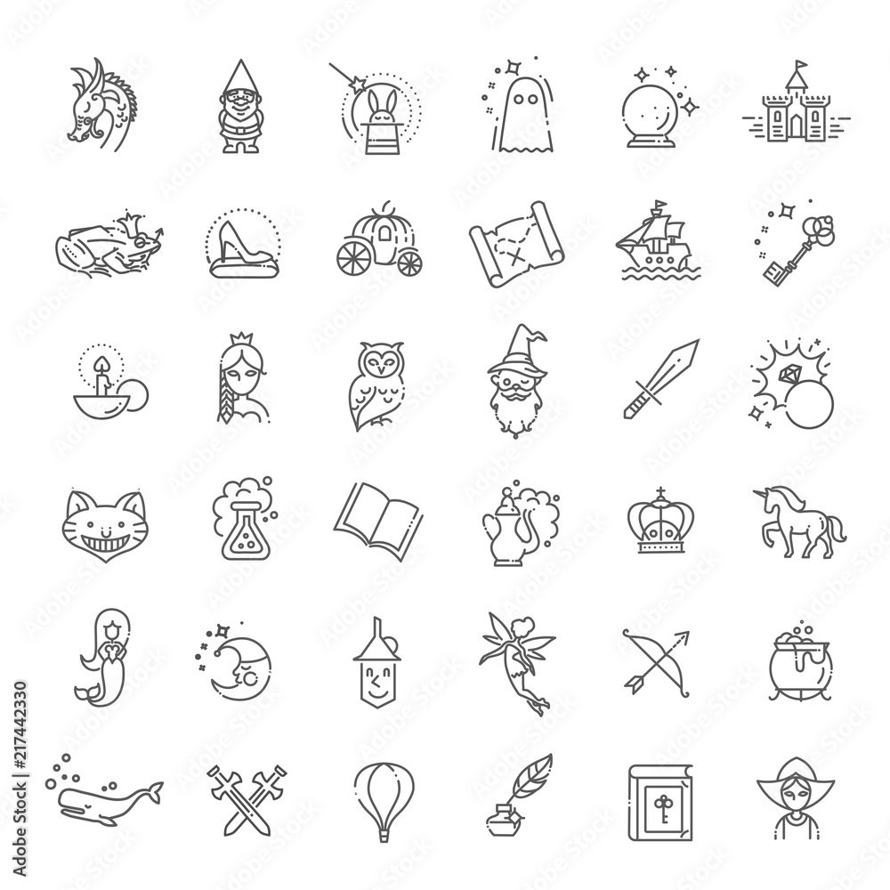Simple Set of Fantasy Related Vector Line Icon Stock Vector | Adobe Stock