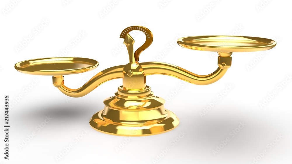 image of Golden scales, with empty bowls, the idea of judgment and ...