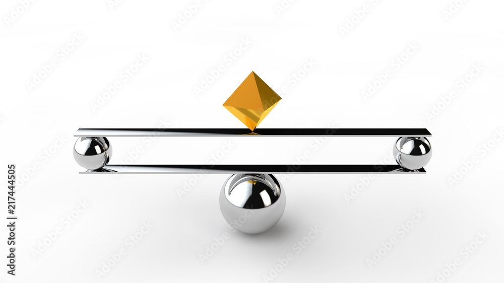 a silver sphere and a balancing rod with small .metal balls and the ...