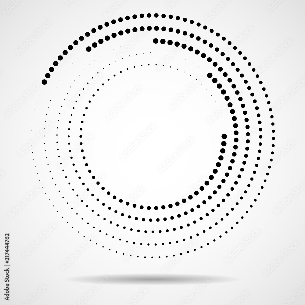 Abstract dotted circles. Dots in circular form. Halftone effect Stock ...