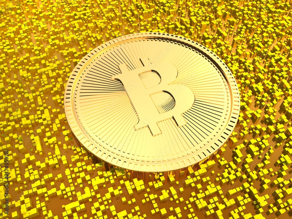 an image of gold coin cryptocurrency bitcoin on the metal background ...