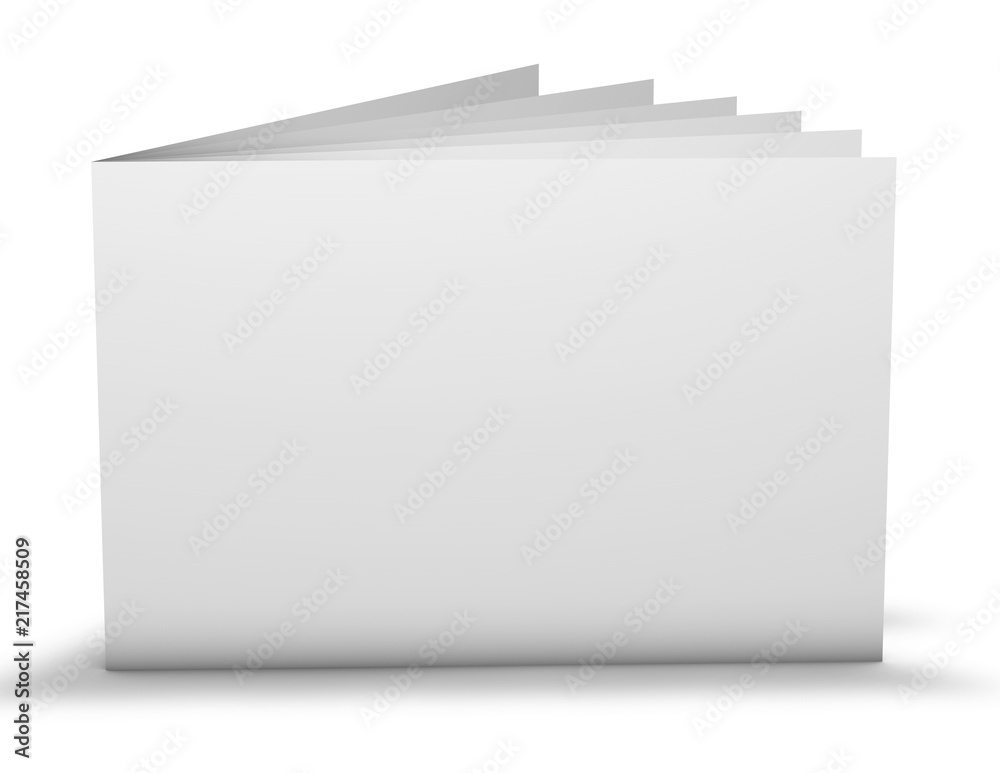 Horizontal landscape orientation rectangular leaflet white cover mockup ...