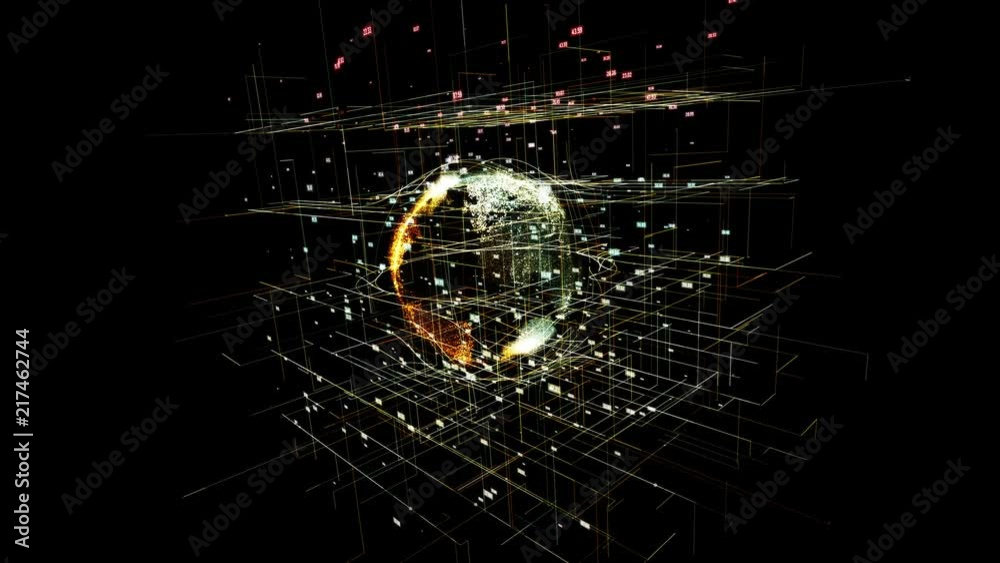 Big data visualization with digital Earth. HUD grid corners motion ...